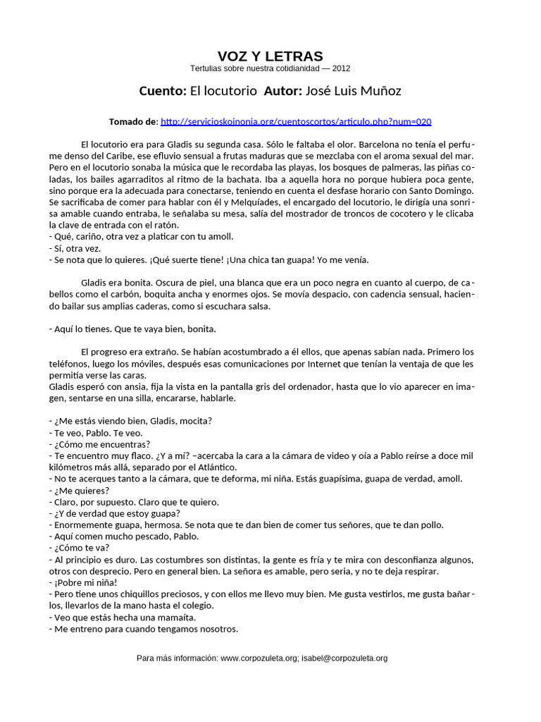Joseì Luis Muñoz. El Locutorio | PDF