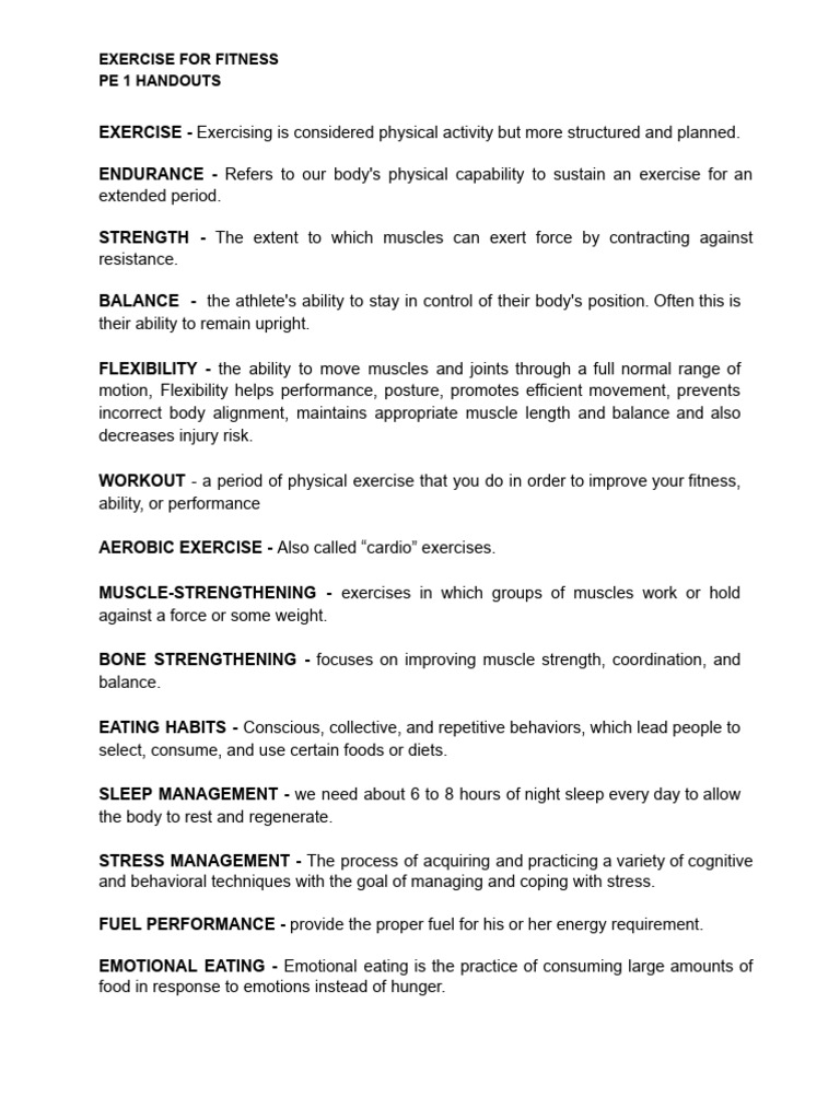 Pe 1 Handouts 1 | PDF