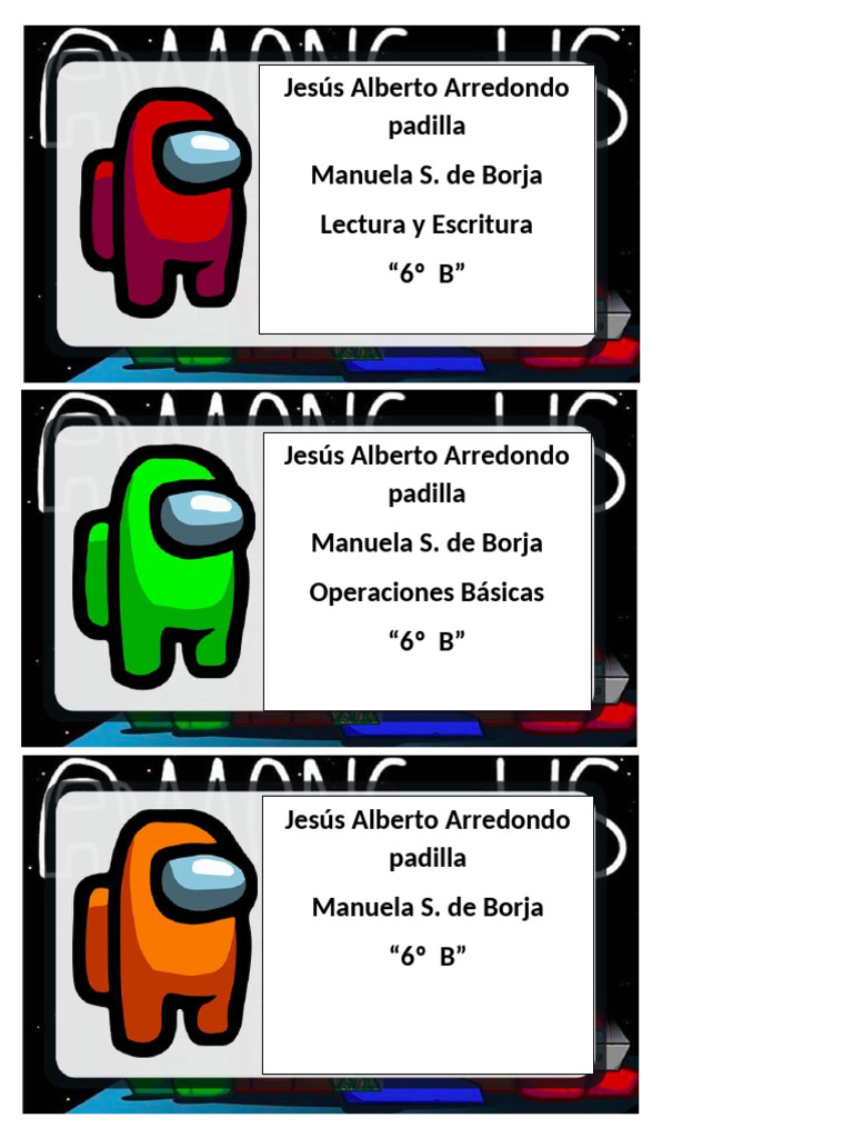 Etiquetas de Amongus | PDF