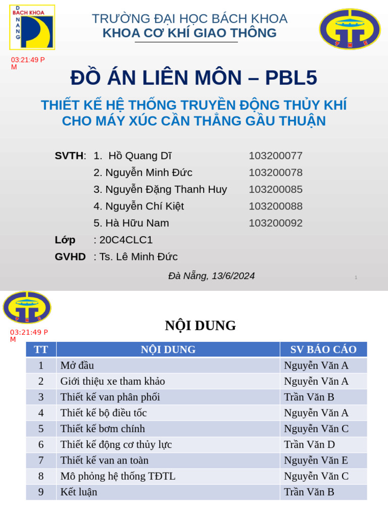 Yeu Cau Noi Dung Trinh Bay PBL5 | PDF