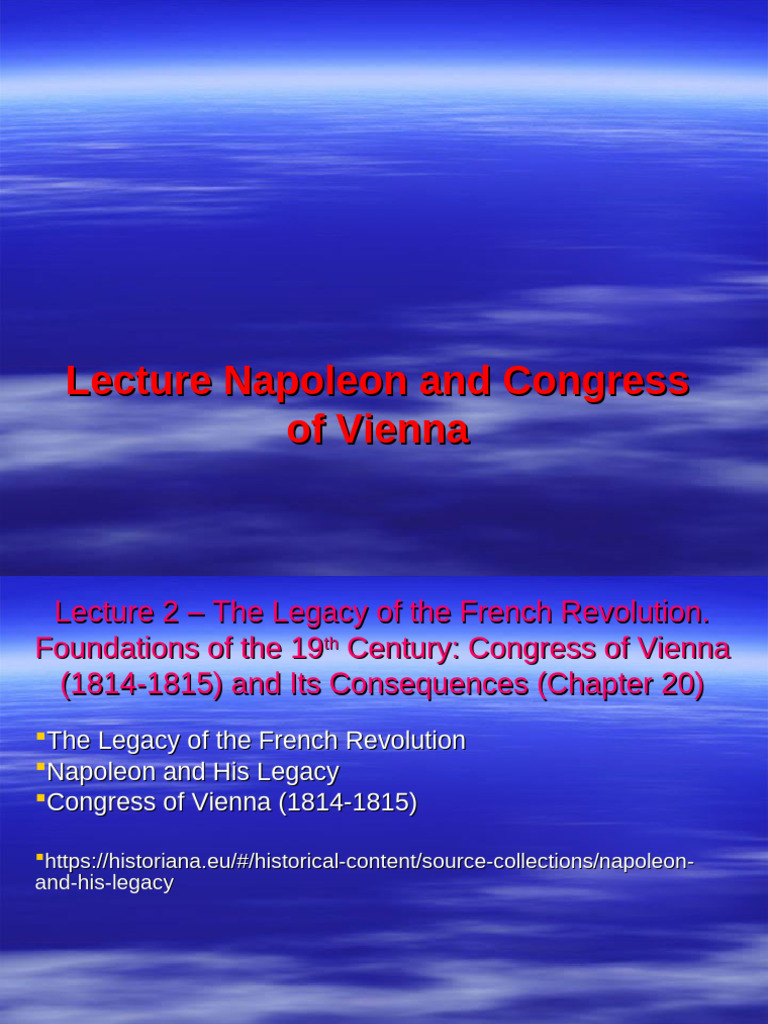 HI 226 Lecture 2 - Napoleón and Congress of Vienna | PDF
