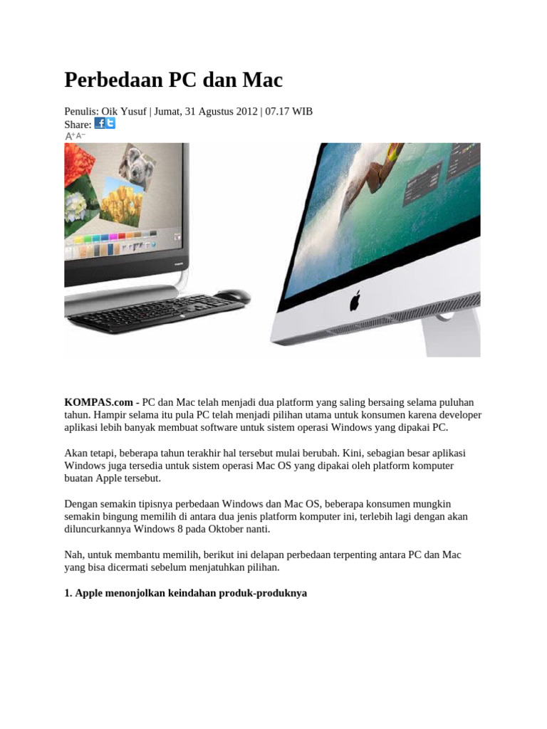 Perbedaan PC dan Mac | PDF