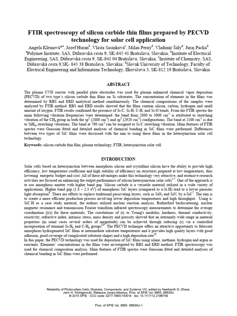 Kleinova - 2015-FTIR Spectroscopy of Silicon Carbide Thin Films ...