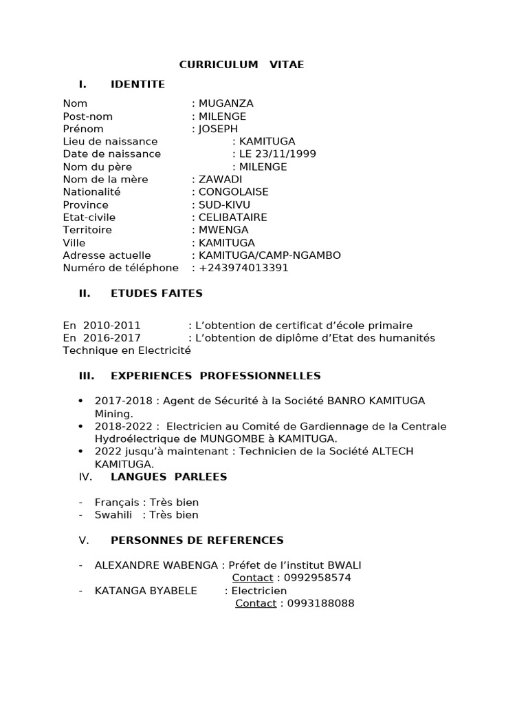 CV Muganza | PDF