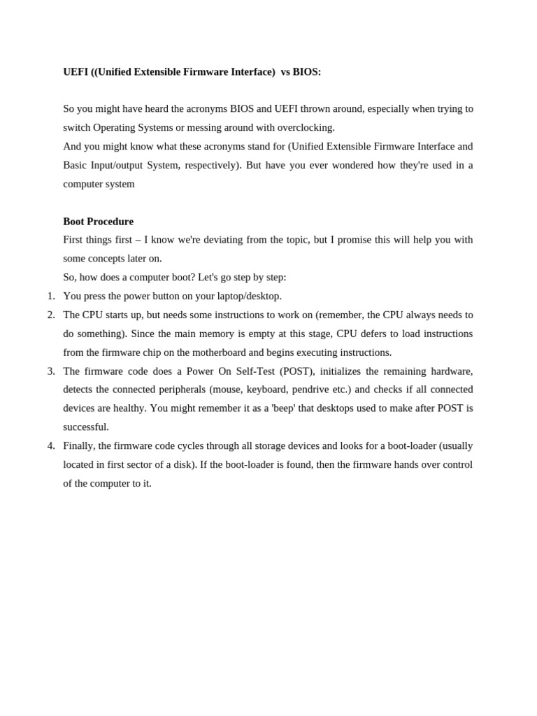 Uefi Vs Bios | PDF