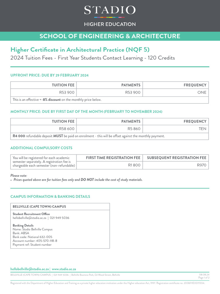 STADIO SOEAA CL Certificate Architectural Practice Fees 2024 08.08.24 | PDF