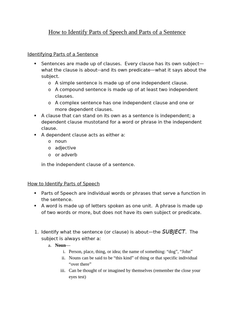 Identifying Parts of Speech | PDF
