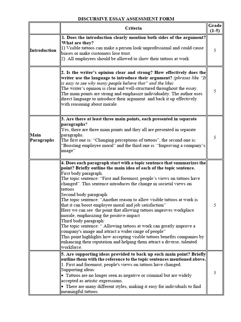 Discursive_essay_assessment_form | PDF