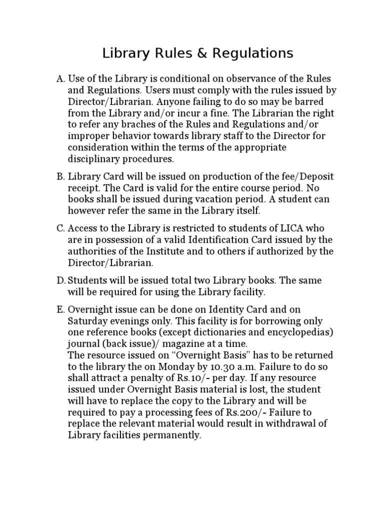 Library Rules | PDF | Libraries | Fee