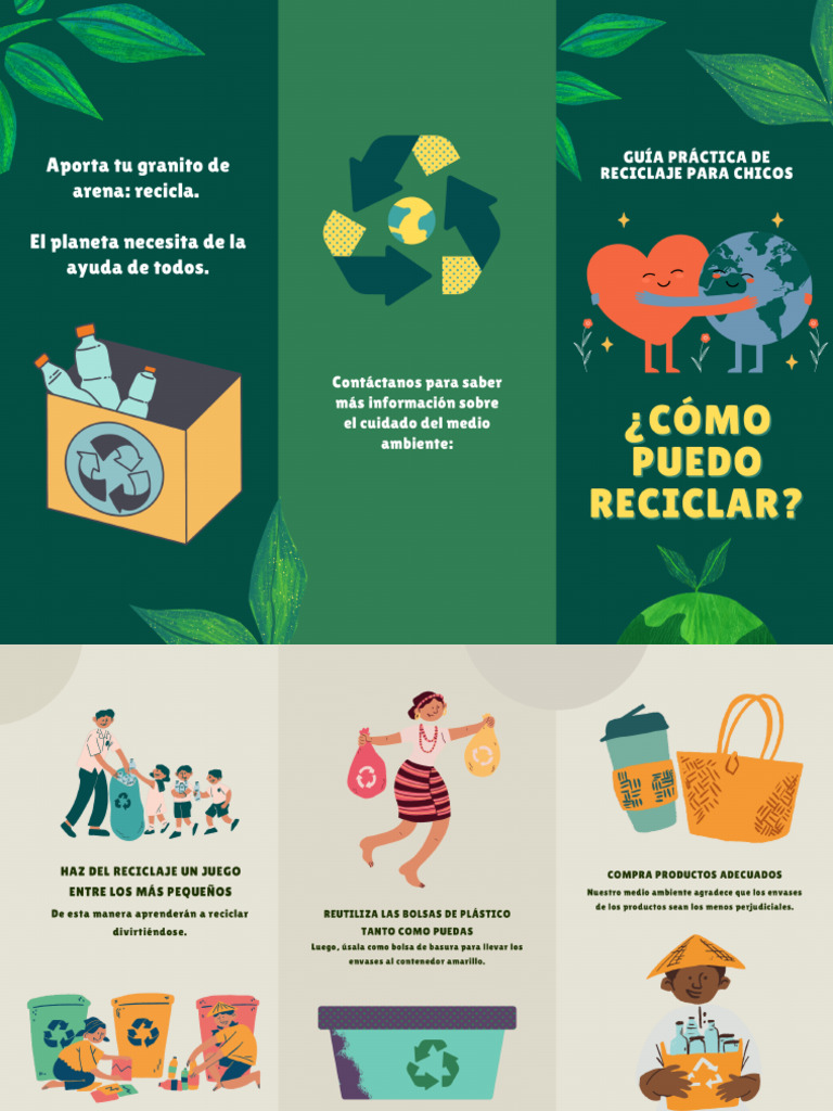 Folleto Tríptico de Cuidado Ambiental y Reciclaje Moderno Ilustrado | PDF