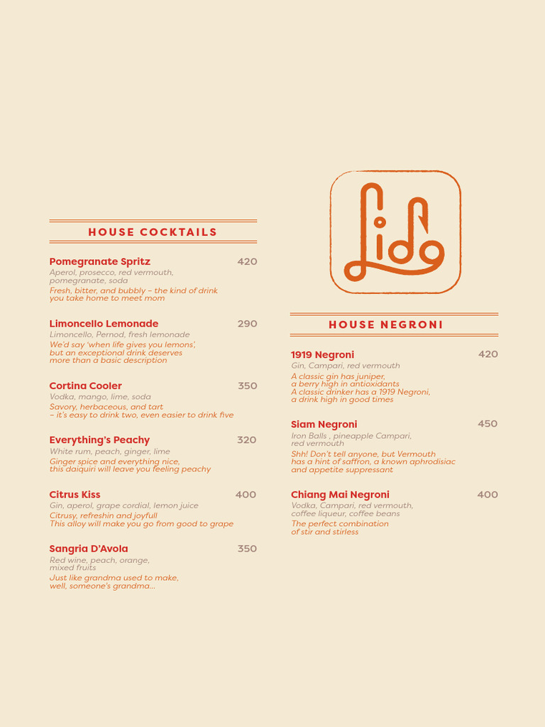 Lido Menu v.2 | PDF