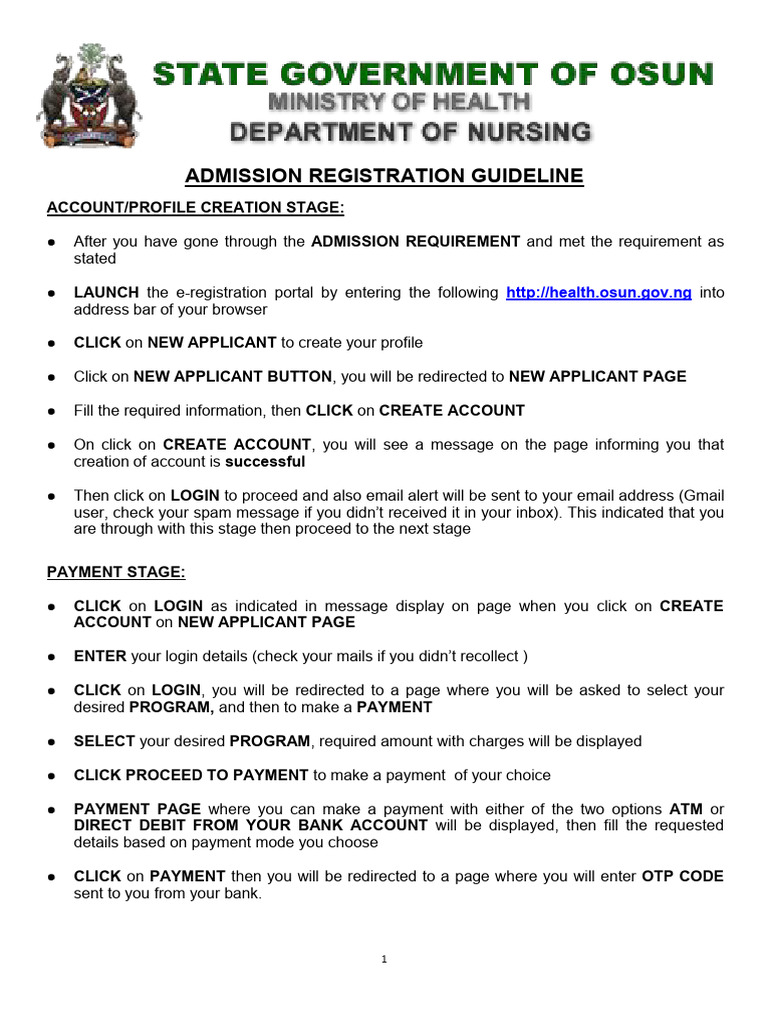 Admission Registration Guideline | PDF