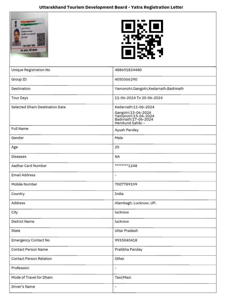 Yatra Registration Letter - UTDB (31) .PDF - 20240610 - 181707 - 0000 | PDF