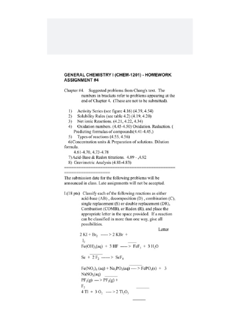 Chem Assignment 4 | PDF