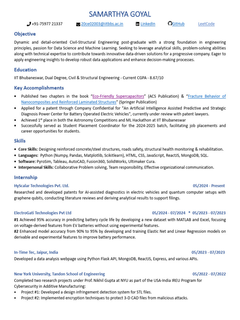 Samarthya Goyal Resume 2 | PDF