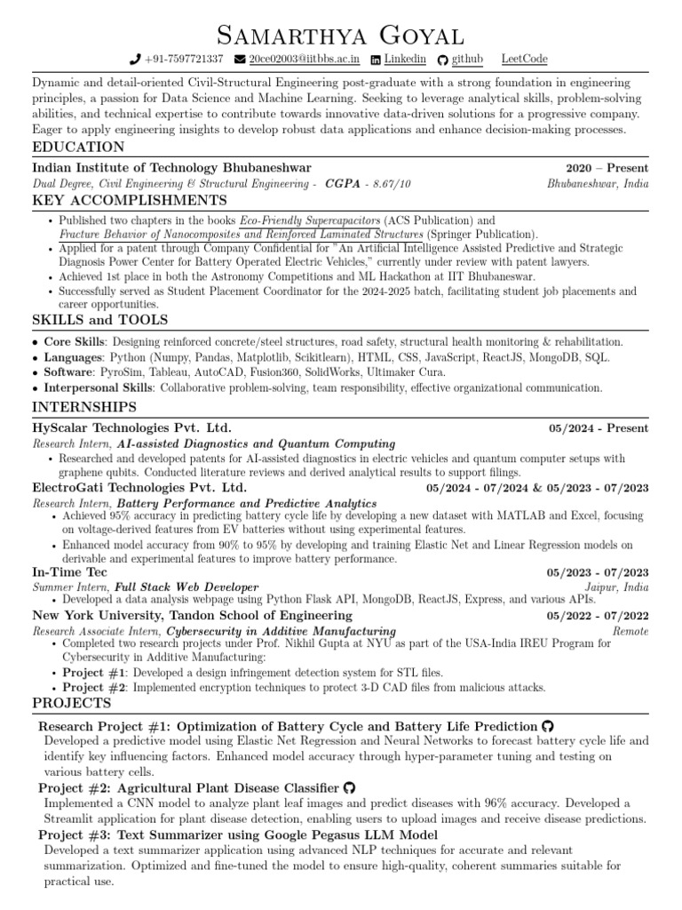 Samarthya Goyal Resume | PDF
