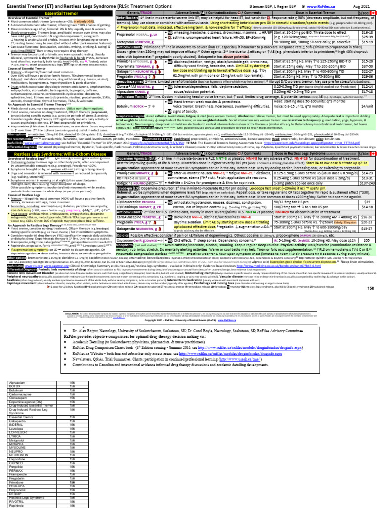 CHT EssentialTremor RestlessLegs QandA | PDF