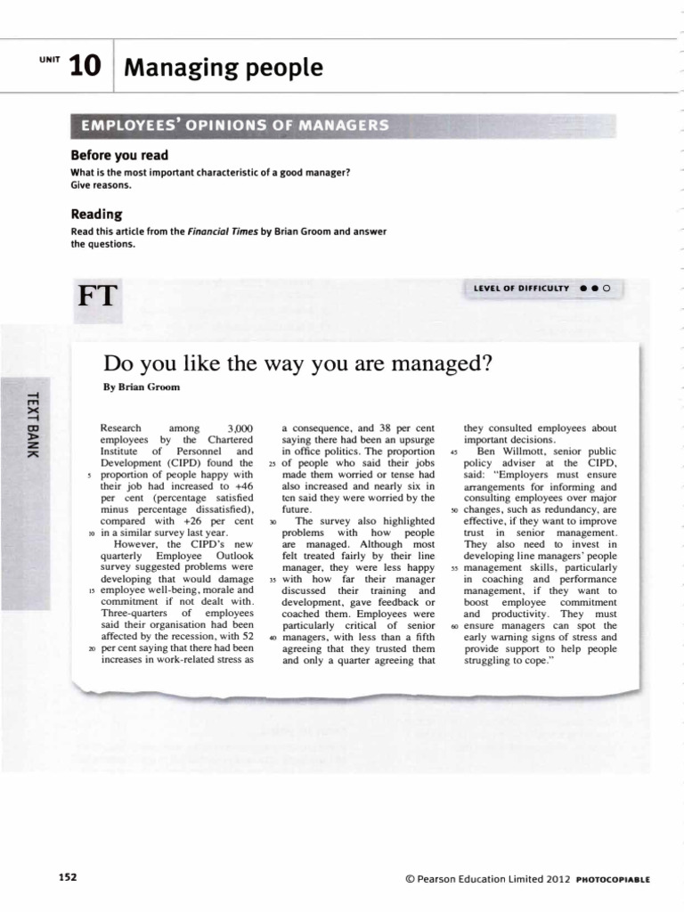 Reading Unit 10 - Managing People | PDF