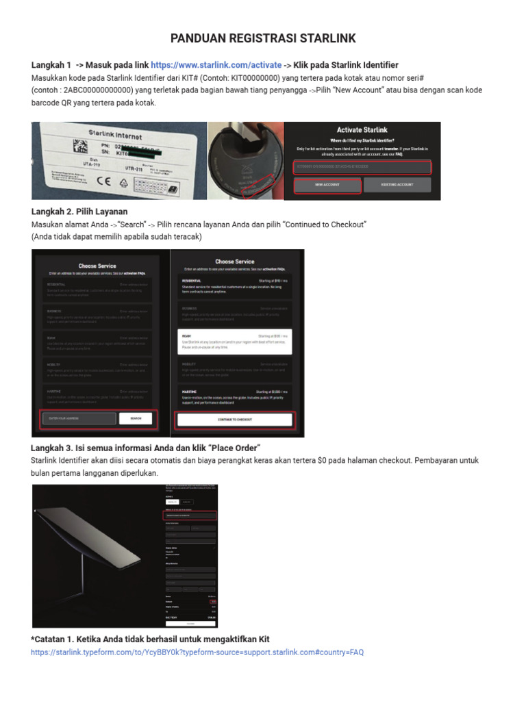 Panduan Registrasi Starlink | PDF
