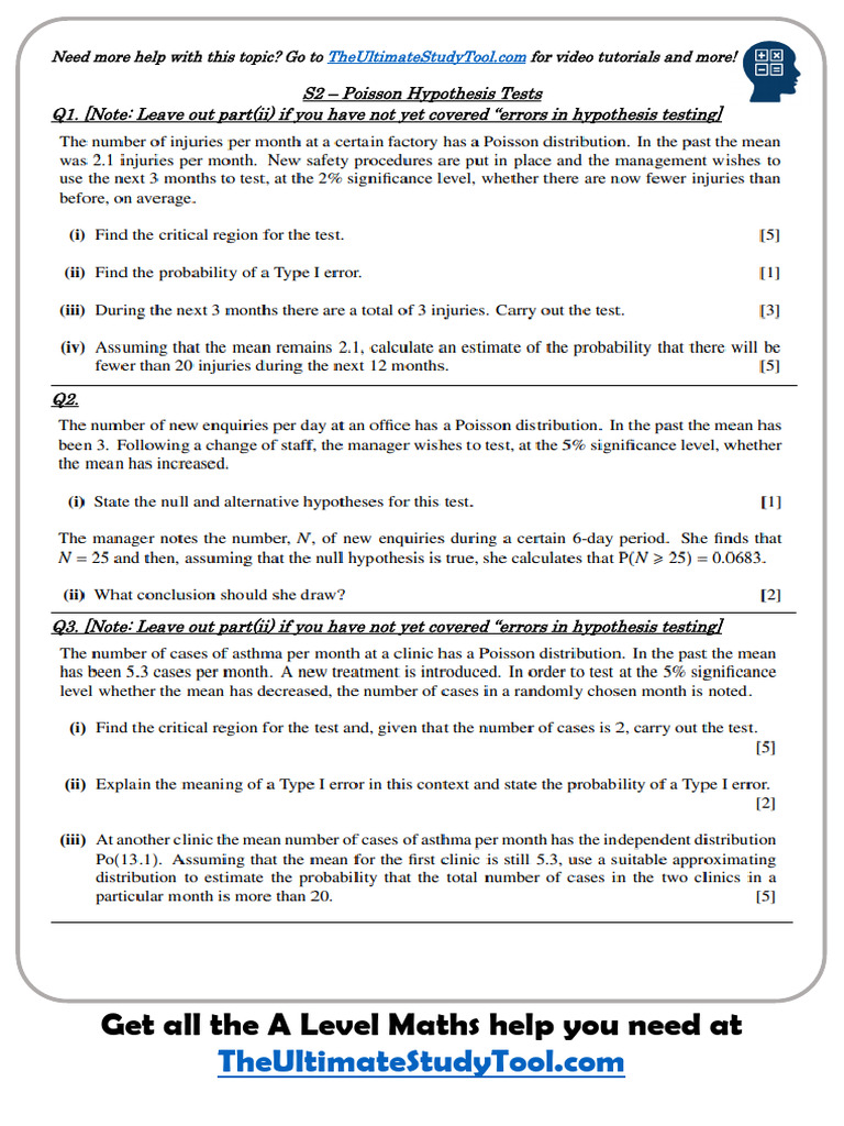 Poisson Hypothesis Tests | PDF