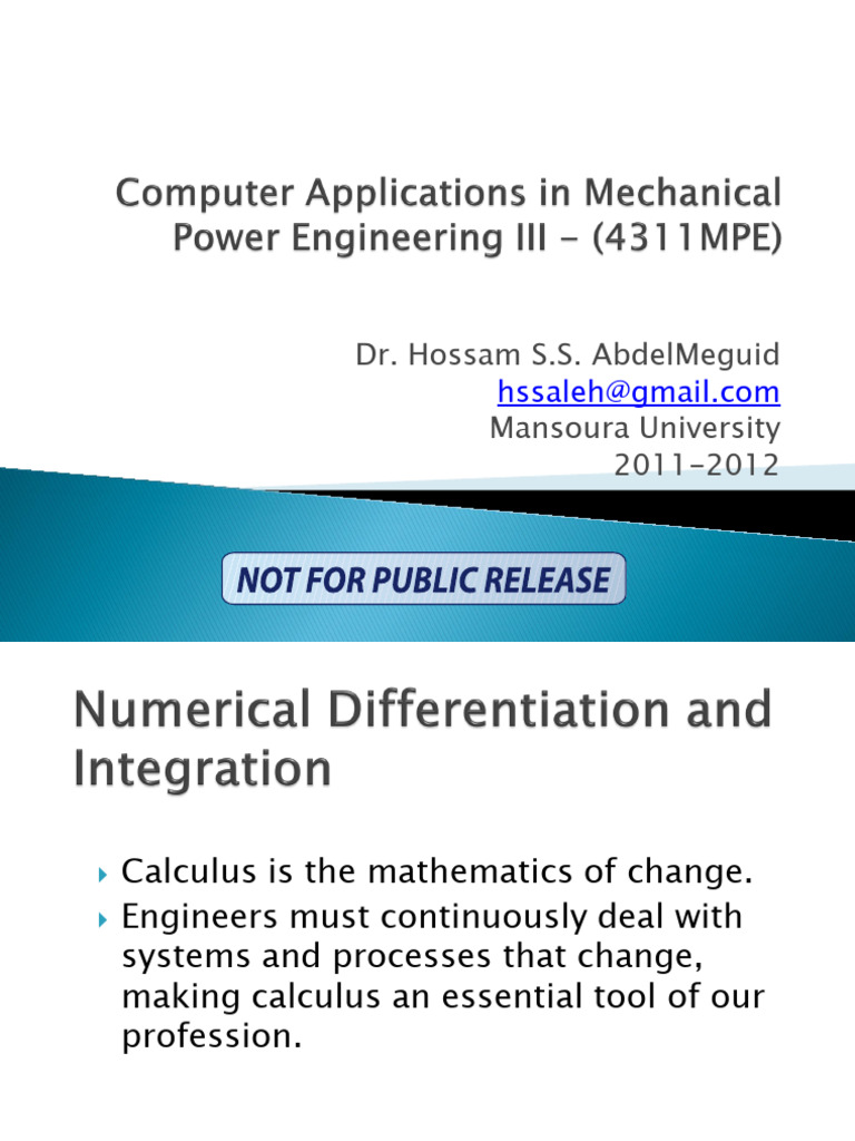 003 Numerical Differentiation and Integration | PDF | Integral | Mathematics Of Computing