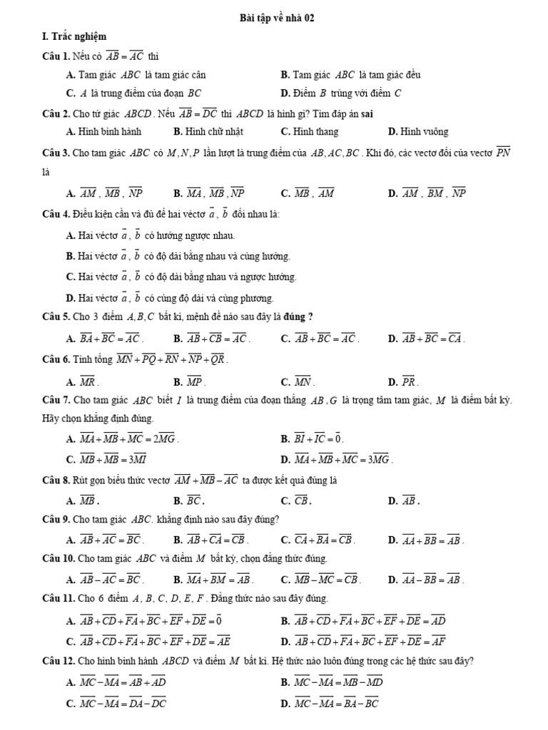 10 HH C4 Bai Tap Ve Nha 02 de Bai | PDF