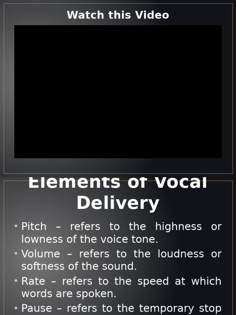 Elements of Public Speaking - Vocal Delivery and Physical Delivery | PDF