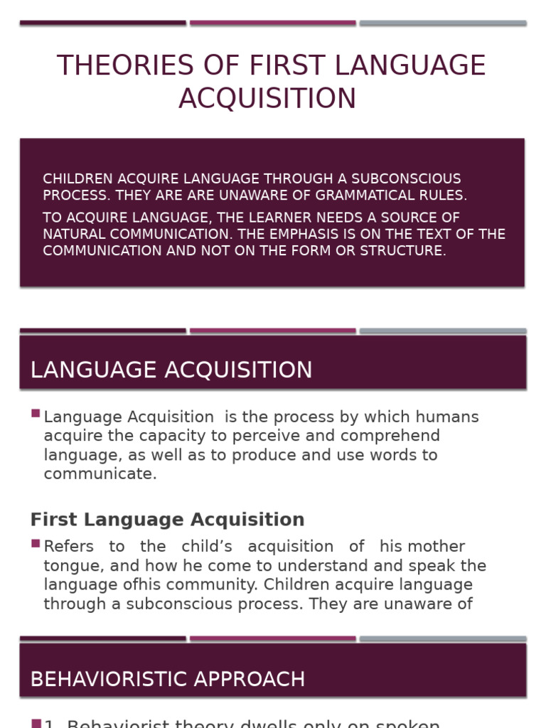 Theories of First Language Acquisition (G2) | PDF | Language ...