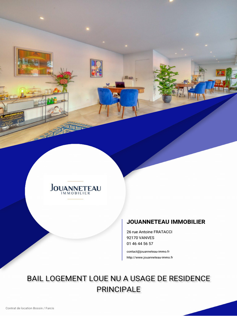 Bail Logement Loue Nu a Usage de Residence Principale Contrat de ...