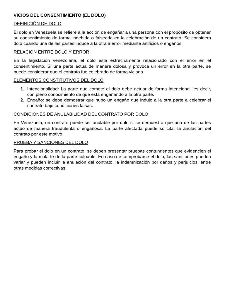 Dolo en Contratos: Definición y Anulación | PDF | Finanzas y dinero ...