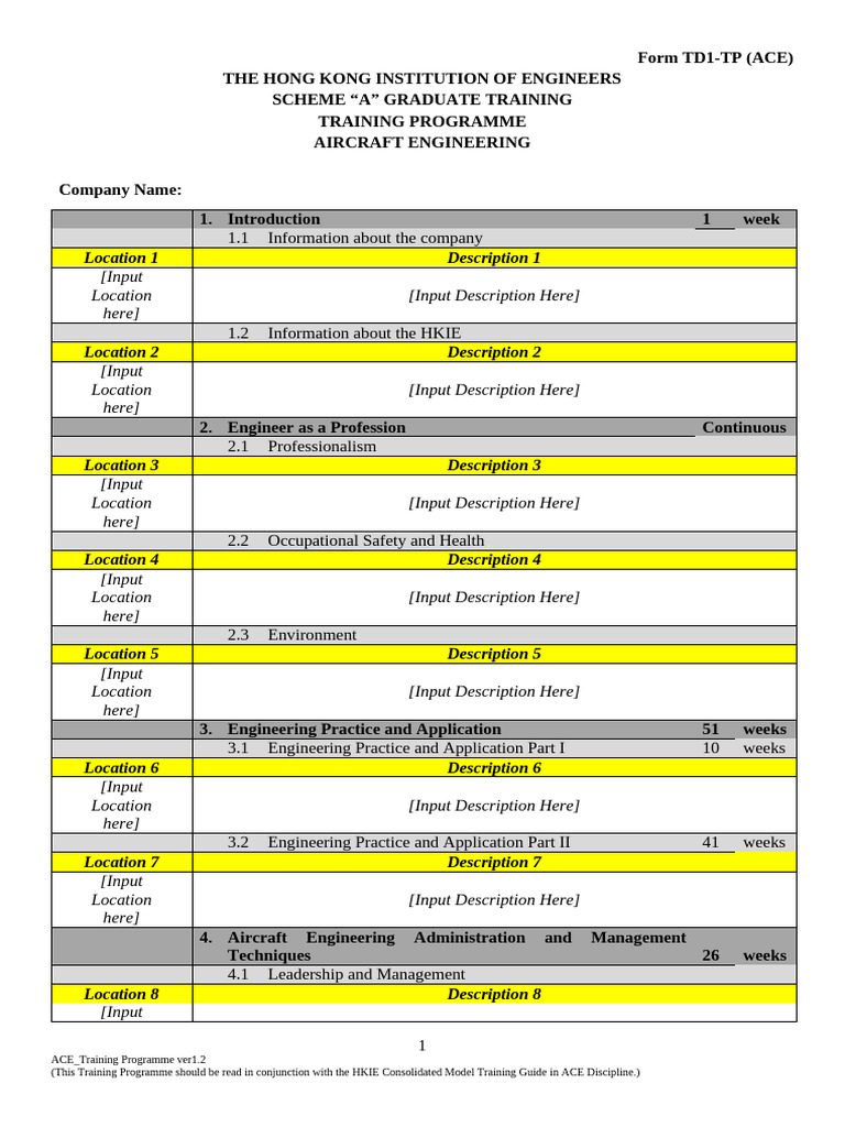 ACE - Training Programme Ver1.2 | PDF