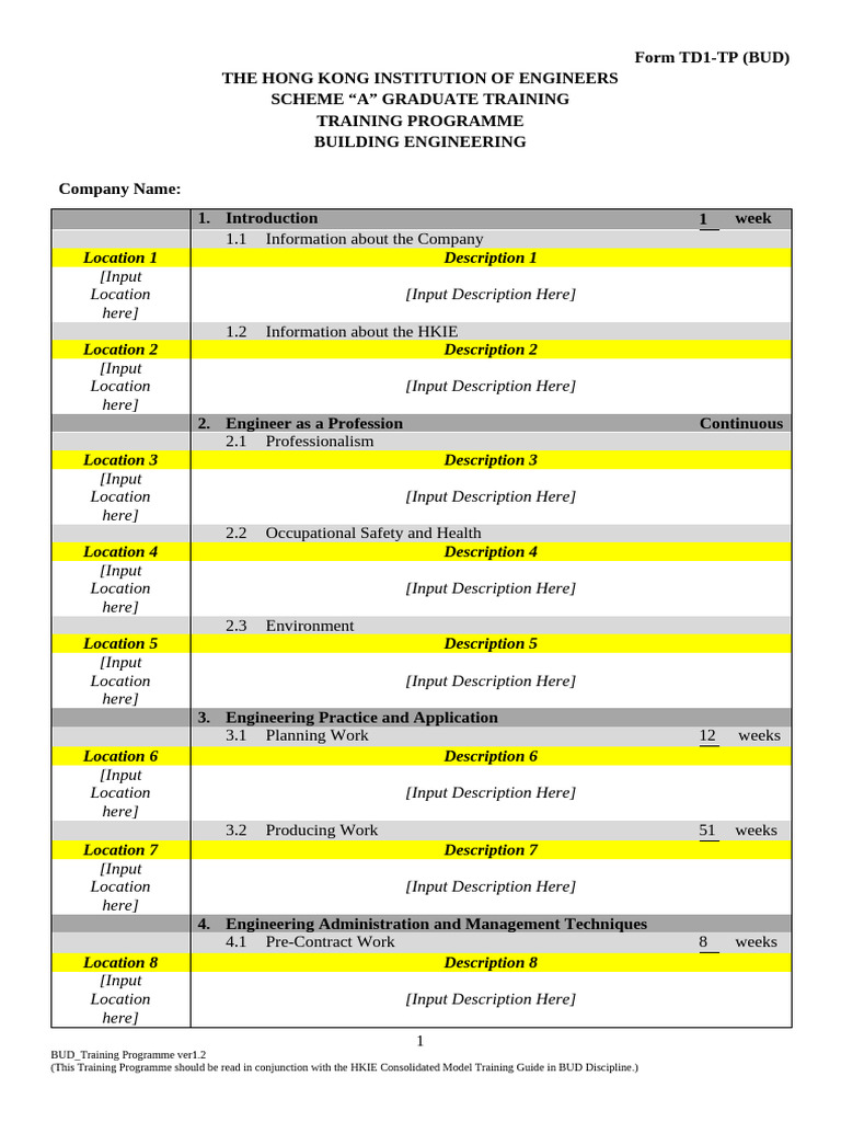 BUD - Training Programme Ver1.2 | PDF