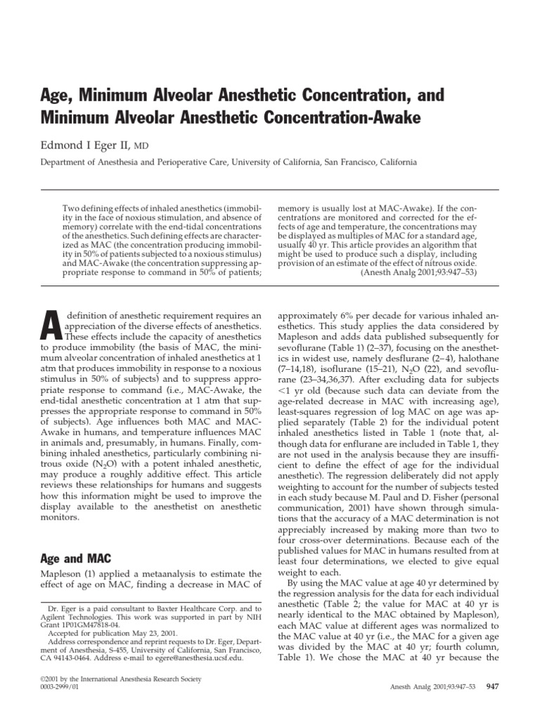 Age, Minimum Alveolar Anesthetic Concentration,.29 | PDF | Anesthesia ...