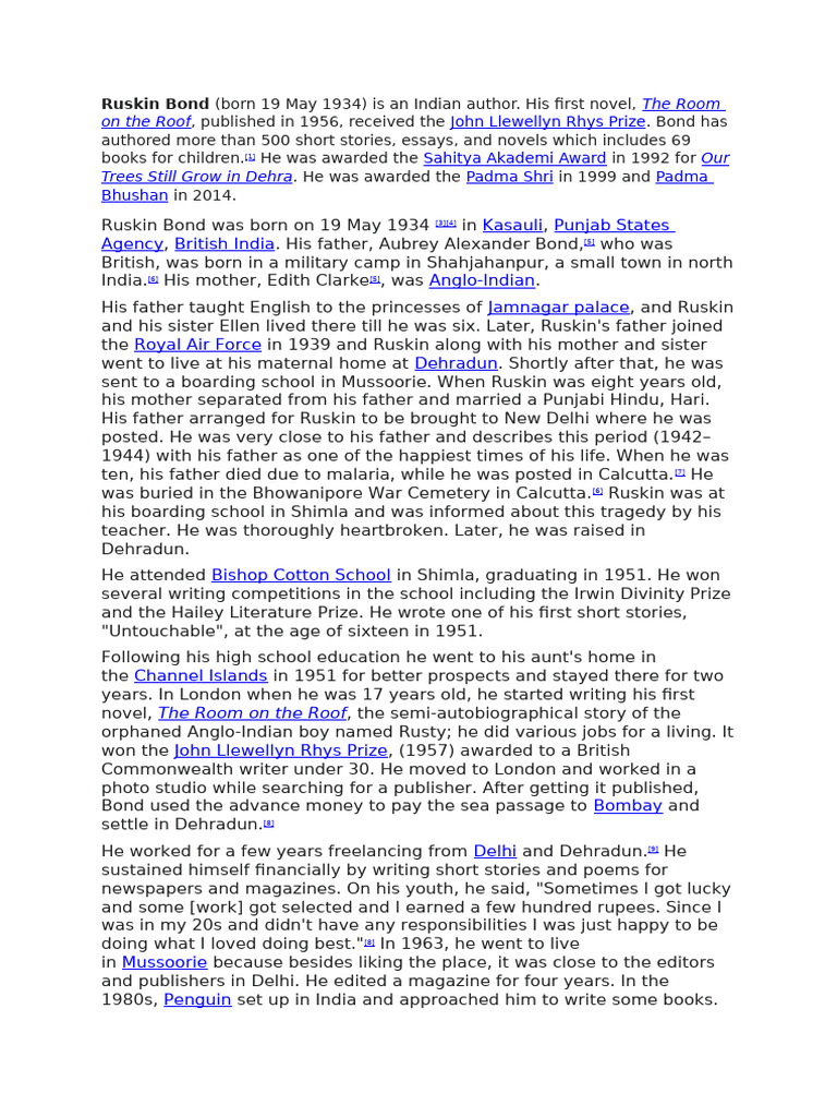 Ruskin Bond | PDF
