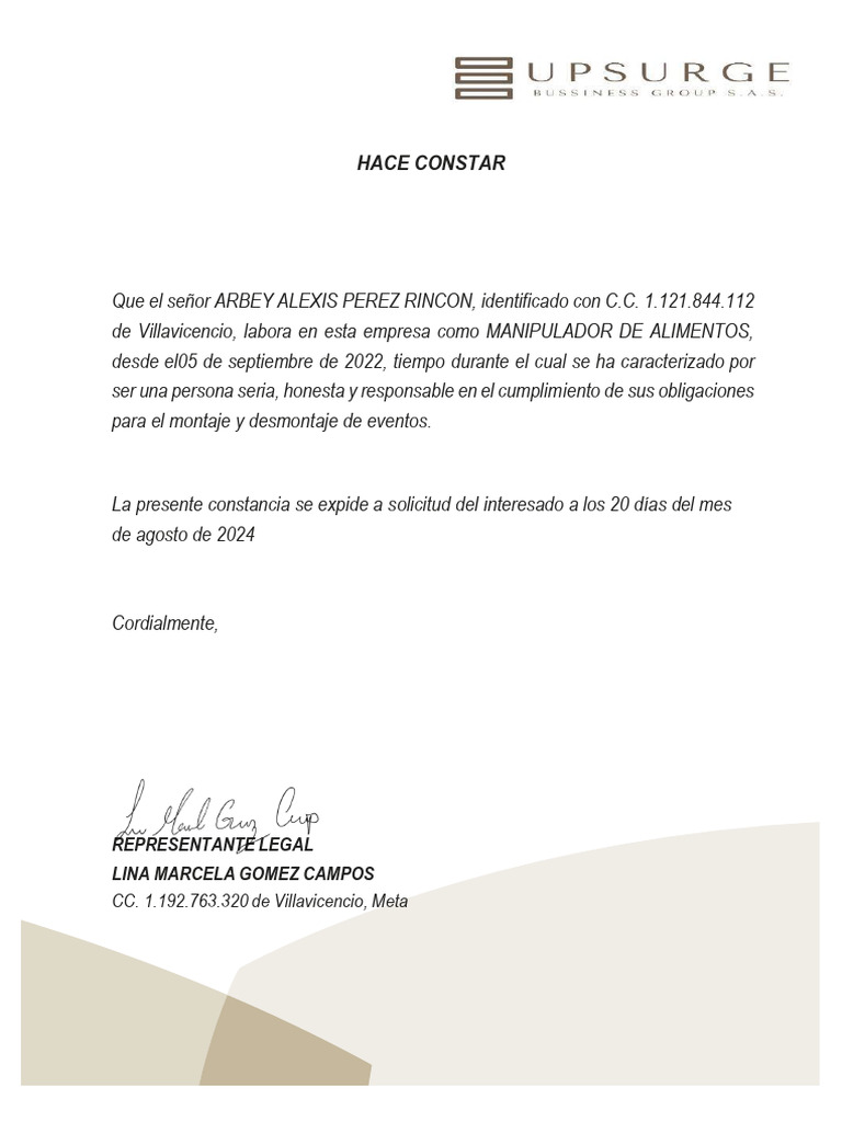 Certificado LAB Arbey | PDF
