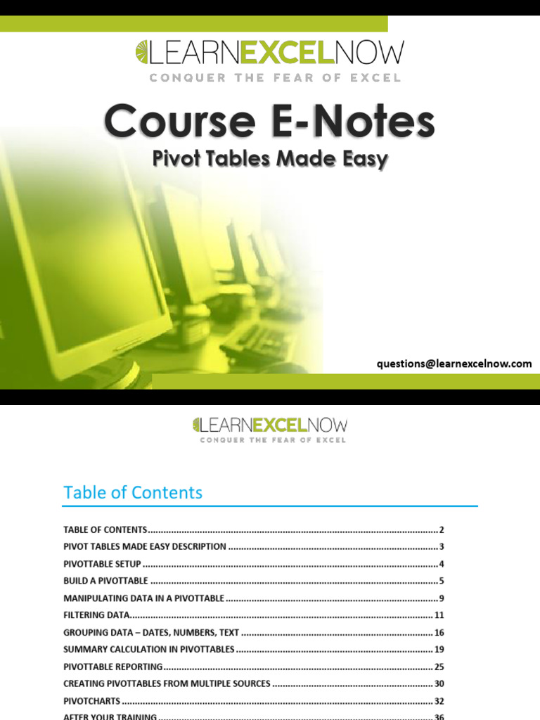 Pivot Tables Made Easy E Notes | PDF