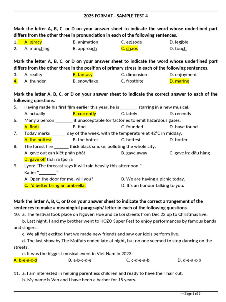 Practice Test 4 2025 Format | PDF