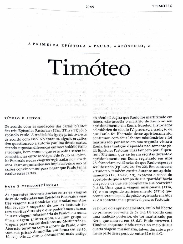 Bíblia de Estudos - 1 Timóteo | PDF