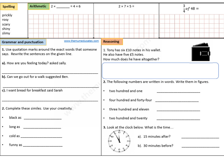 Yr3 Sheet A Day 14 | PDF