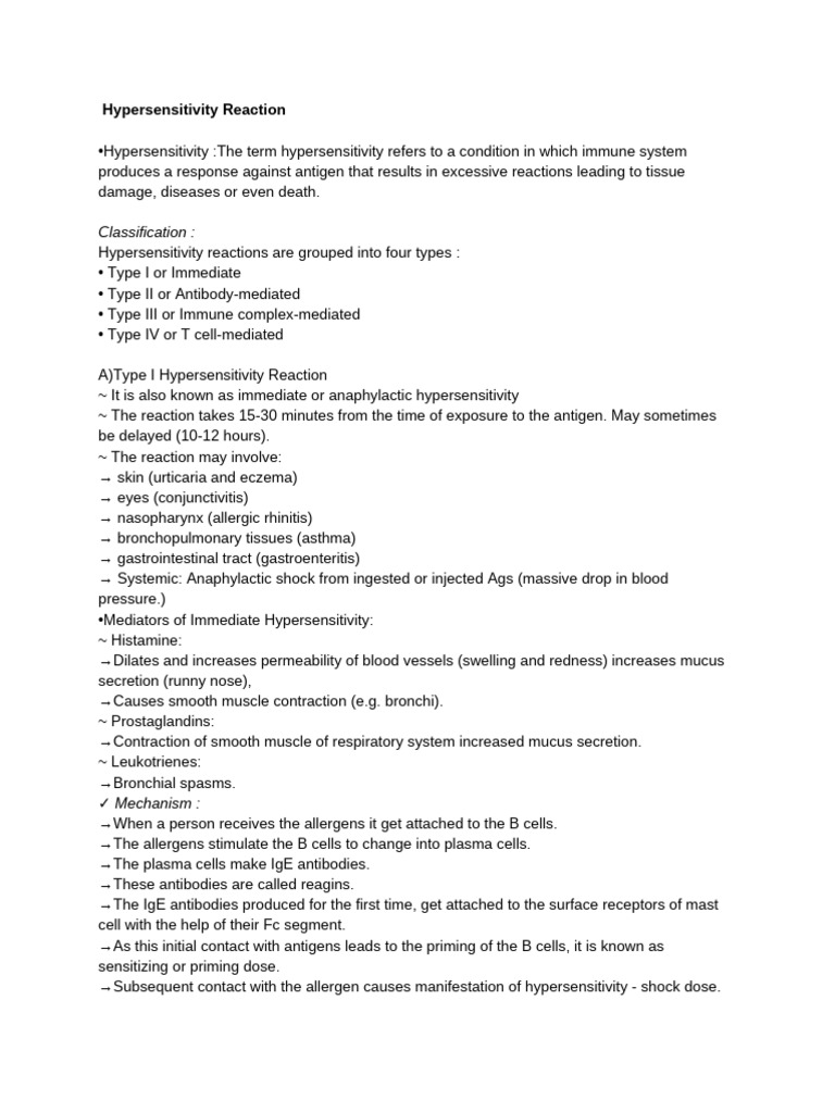 Hypersensitivity Reaction | PDF