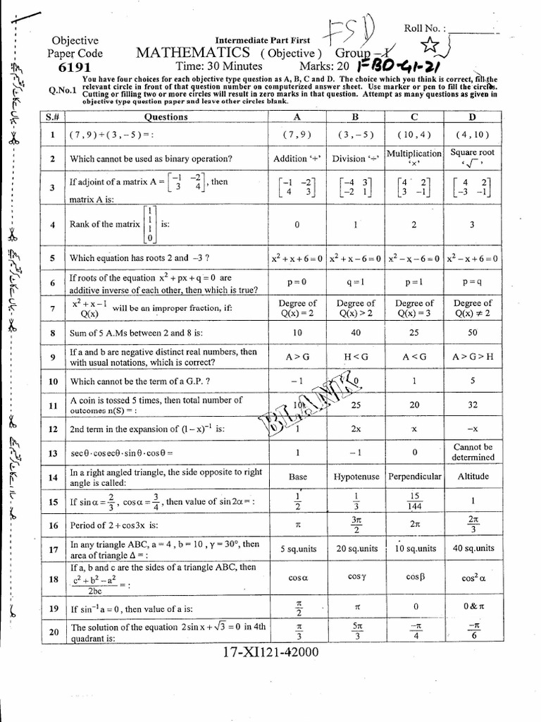 Mathematics 11 FBD (G1+G2) 21 | PDF