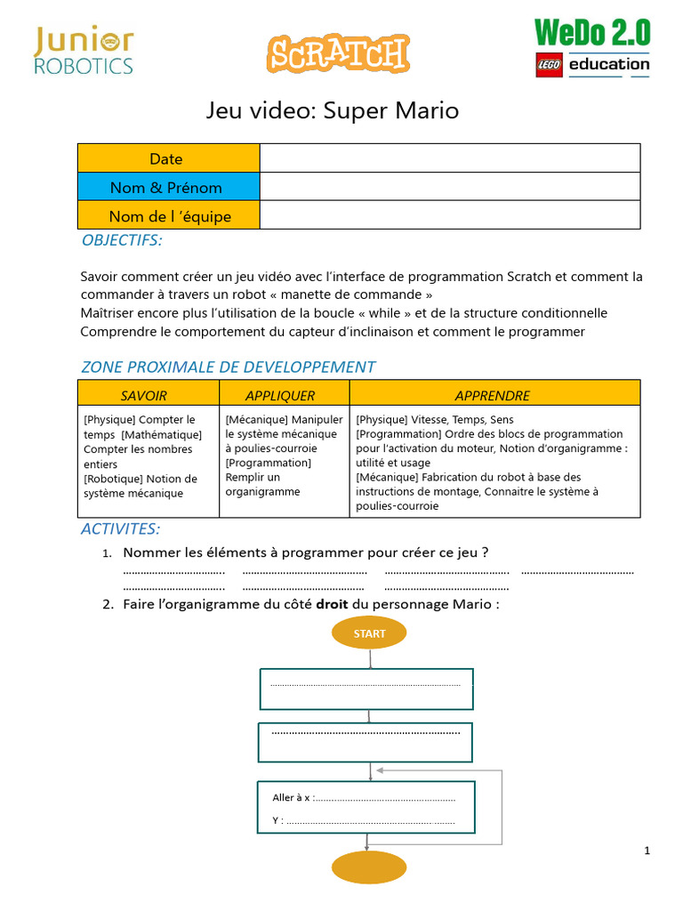Worksheet1 Wedo Scratch 1 T3 | PDF