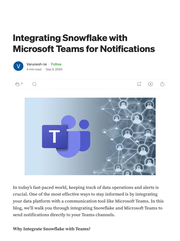 Integrating Snowflake With Microsoft Teams For Not | PDF