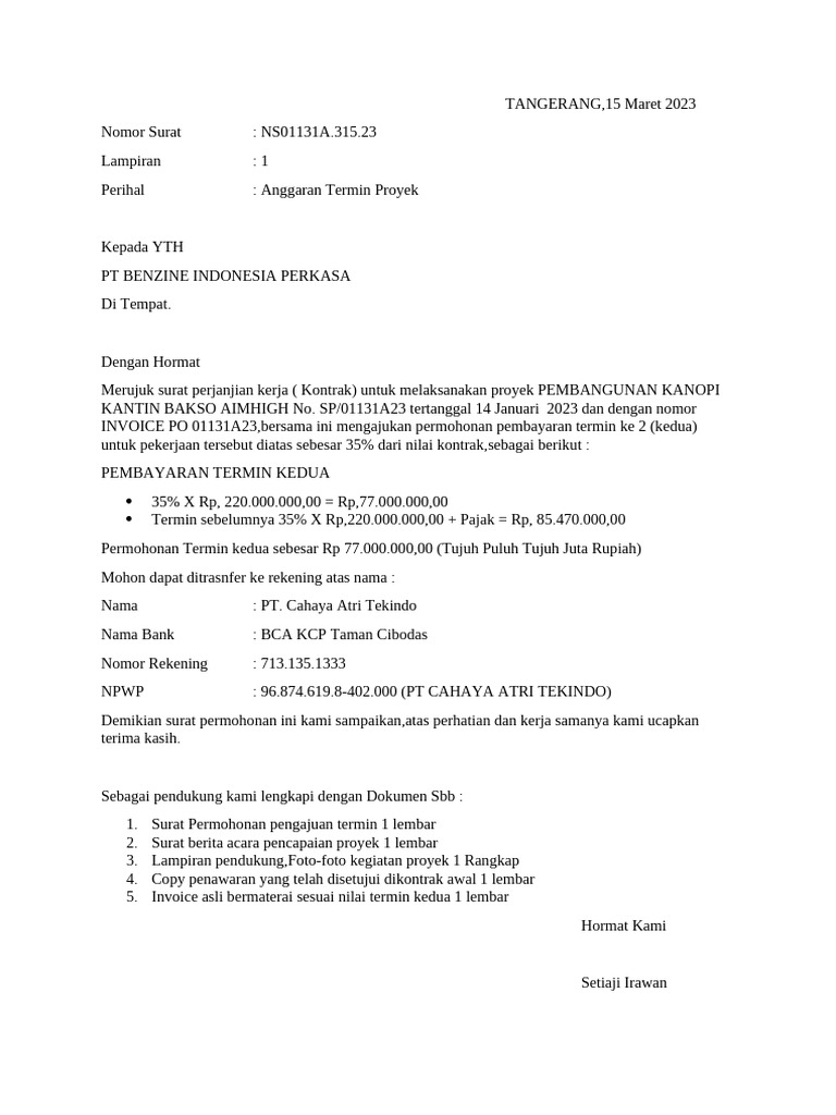 Surat Termin Kedua | PDF
