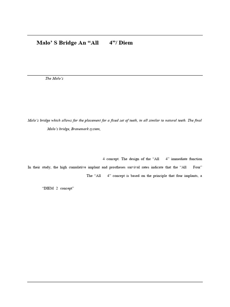 Malo' S Bridge An "All-On-4"/ Diem-2 Immediate Function Concept | PDF