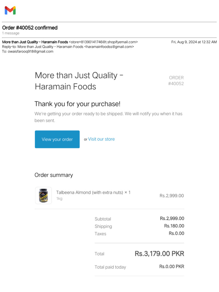 Gmail - Order #40052 Confirmed | PDF