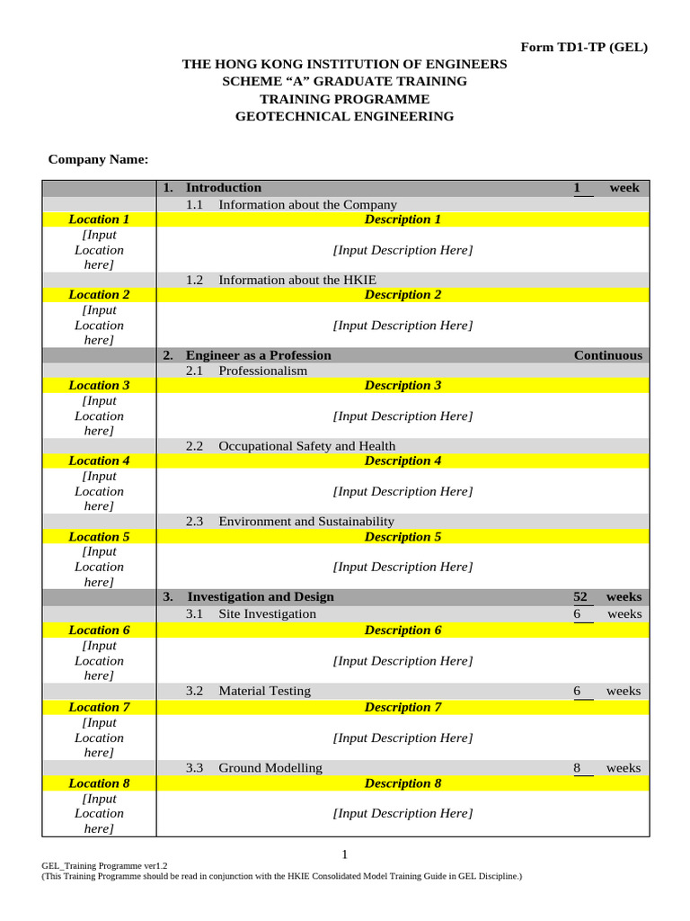 GEL - Training Programme Ver1.2 | PDF