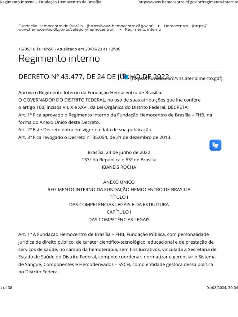 Regimento Interno FHB | PDF