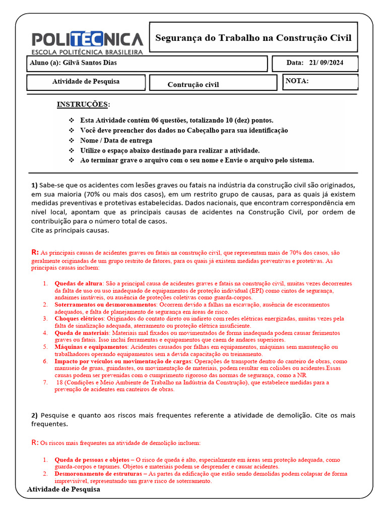 Atv Construção Civil | PDF | Asma | Câncer