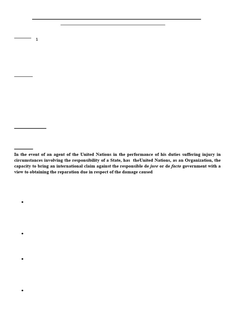 Reparation For Injuries Suffered in The Service of The United Nations | PDF